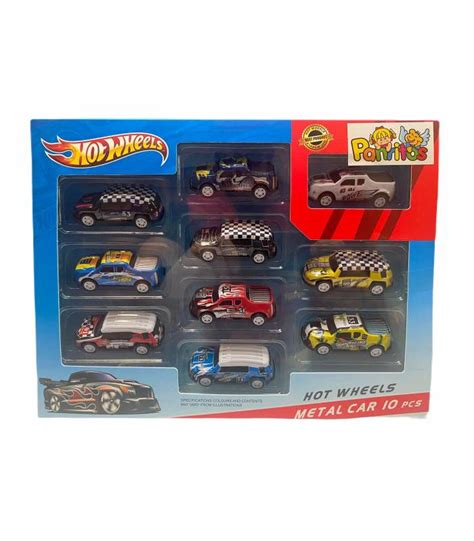 Caja 10 Coches Chapa Mini De Panritos Juguetes Panre
