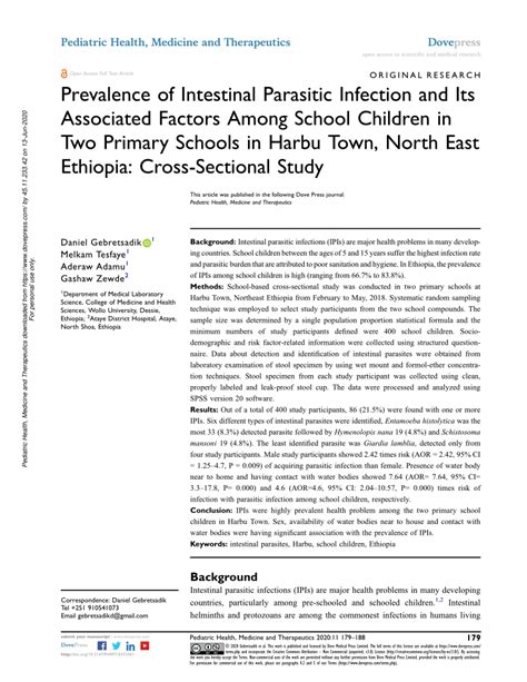 Pdf Prevalence Of Intestinal Parasitic Infection And Its Associated