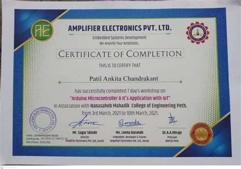Ankita Patil On Linkedin Successfully Completed Workshop On Arduino Microcontroller And Its