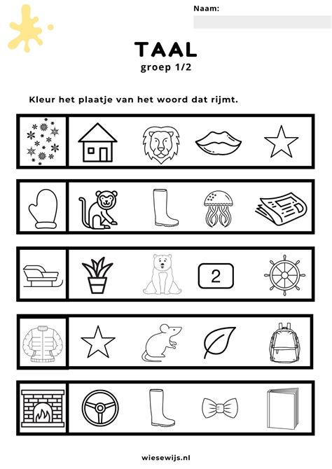 Werkblad Taal Groep Rijmen Thema Winter Kleuters Van Wiesewijs Body Preschool