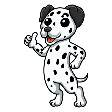 Dibujos animados lindo perro dálmata dando pulgar Vector Premium