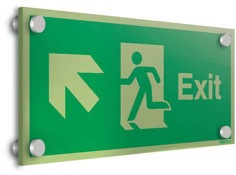 Nite Glo Acrylic Exit Running Man And Arrow Up Left Signs Seton
