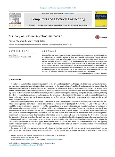 A Survey On Feature Selection Methods A Survey On Feature Selection Methods Q Girish