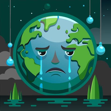 Premium Vector Planet Earth Crying Vector Illustration Flat 2