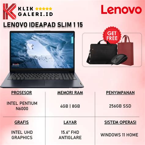 Jual Laptop Murah Lenovo Ideapad Slim 1 15 N6000 Ram 8gb Ssd 256gb