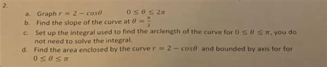 solved a graph r 2−cosθ0≤θ≤2π b find the slope of the