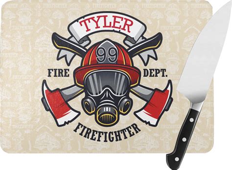 Custom Firefighter Rectangular Glass Cutting Board Personalized