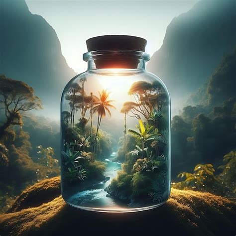Premium Photo Nature Preserved Inside A Glass Bottle Generated Bay Ai