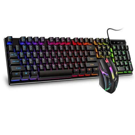 Kit Teclado Semi mecânico Mouse Gamer RGB LED Usb Pc Faz a Boa