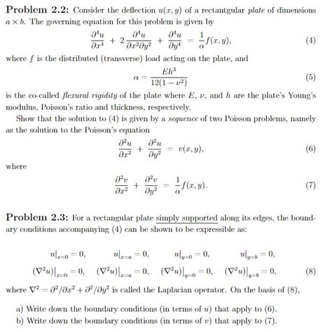 Solved Problem 2 2 Consider The Deflection U X Y Of A Chegg Com