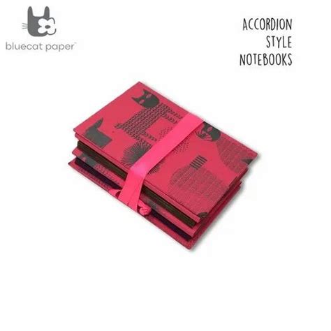 Hard Bound Unruled Red Accordion Style Journal Notebook Black Cat
