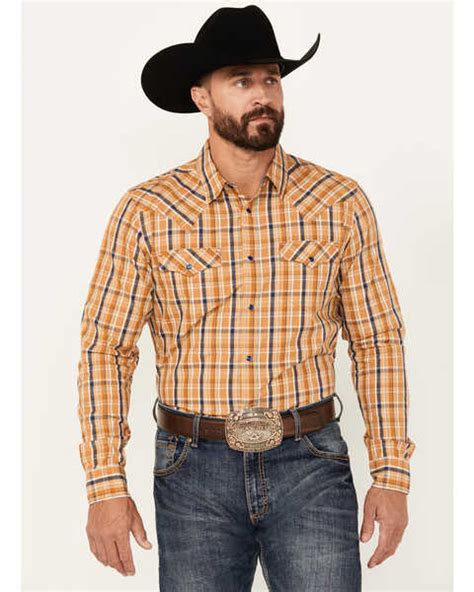 Cody James Mens Railroad Plaid Print Long Sleeve Snap Western Shirt