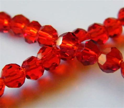 125pcs 4mm Faceted Round Crystal Beads Bright Red Beadsforewe