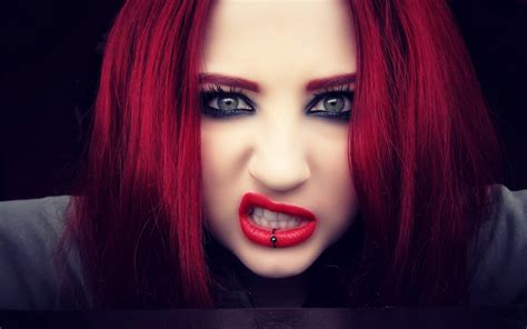 Niky Von Macabre Women Model Fetish Model Face Redhead Dyed Hair