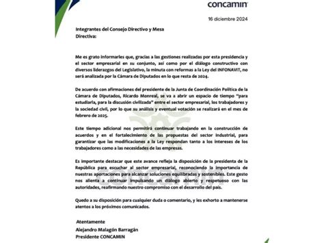 Reformas A La Ley Del Infonavit Se Analizar N Hasta Concamin Y