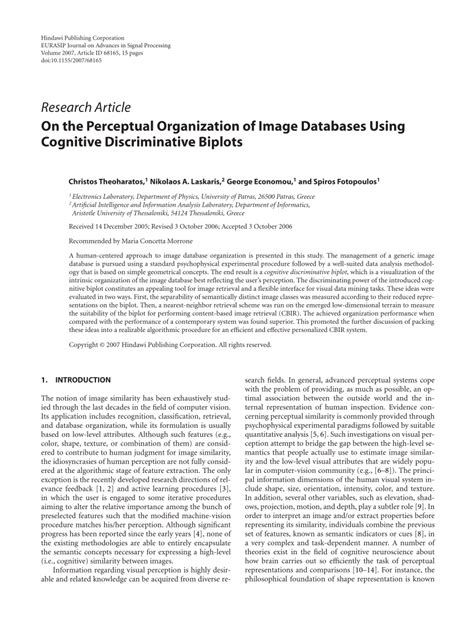 Pdf On The Perceptual Organization Of Image Databases Using Cognitive
