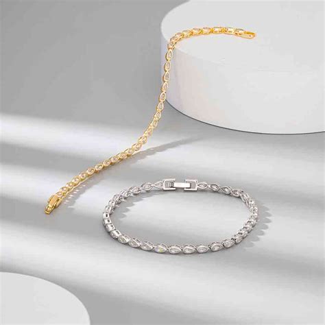 Silver 24mm Pear Cut Cz Bazel Setting Tennis Bracelet Rinntin Jewelry