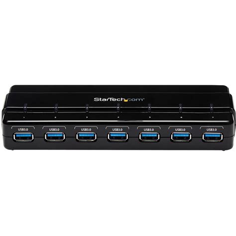 7 Port Superspeed Usb 3 0 Hub Desktop Usb Hub With Power Adapter Black