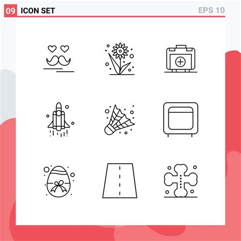 Set Of 9 Commercial Outlines Pack For Camping Technology Handbag Space