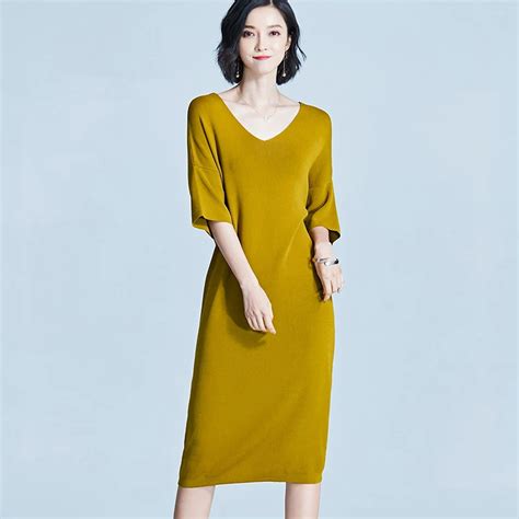 2018 Fashion Spring Summer Women Linen Dresses Half Sleeve Sexy V Neck