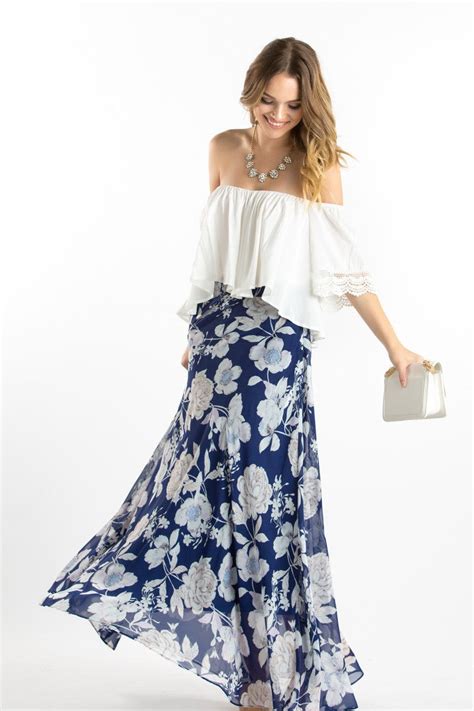 Carrie Navy Floral Maxi Skirt Maxi Skirt Floral Maxi Skirt Boho Outfits