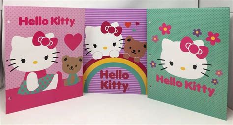 Hello Kitty Binder Pocket Folders Purple Pink And Green 3 Pack 3920804282