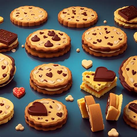 Love Chocolate Cookies Cartoon Vector Icon Illustration Food Snack Icon