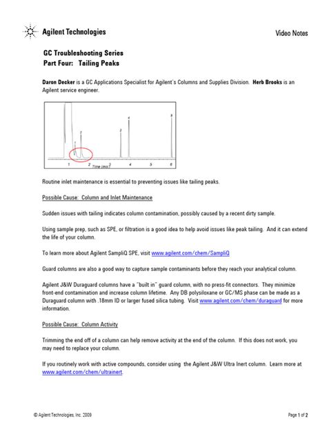 7 Tailing Peaks Video Notes Pdf Solvent Chromatography