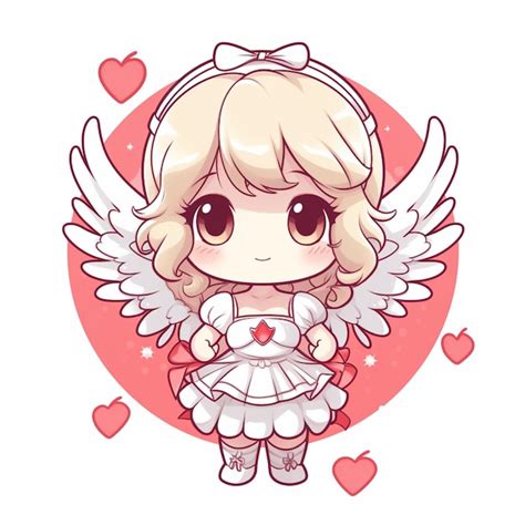 Premium Photo Anime Chibi Angel Girl With Heart Shaped Wings