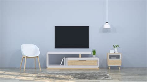 현대 빈 룸 인테리어 배경 3d 그림 홈 디자인에서 Tv 나무 캐비닛 선반 배경과 벽 빈 벽 앞 책상에 책 0명에 대한 스톡