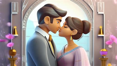 Premium Photo Cute Couple Kissing In Romantic Mood