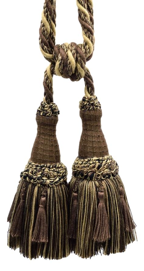 Set Of 4 Black Seal Brown Mocha Ornate Double Tassel Tieback 6