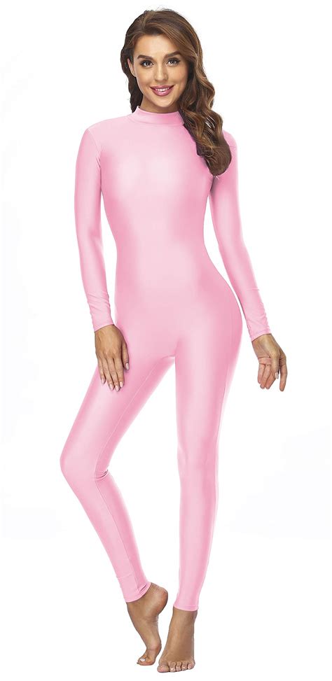 Speerise Adult High Neck Zip One Piece Unitard Full Body Leotard Xl Pink