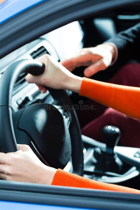 Young Woman At Driving Lesson Stock Image Image Of Teacher Backseats