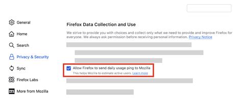 Manage Daily Usage Ping Data Collection Settings In Firefox Podpora
