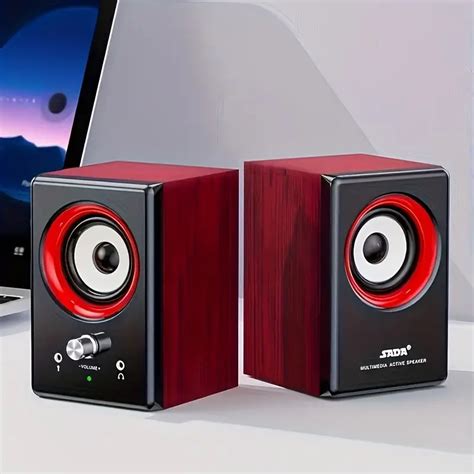 마호가니 레드 컴퓨터 오디오 데스크탑 홈 노트북 미니 스피커 무선 버전 Usb 전원 Pc 스피커 이어폰 구멍 Temu