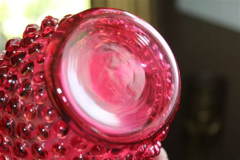 Fenton Hobnail Glass Vase Pink Cranberry Opalescent 1950s Etsy