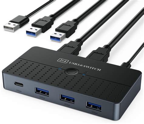 Yinnceen 5gbps Usb 3 0 Switch 2 Computers Share 4 Usb Devices Peripheral Adapter