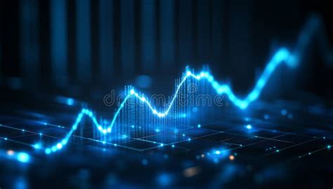 Ascending Light Blue Graph Line On Dark Blue Gradient Background