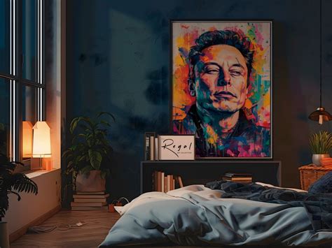 Elon Musk Poster Elon Musk Colorful Portrait Wall Art Print Colorful