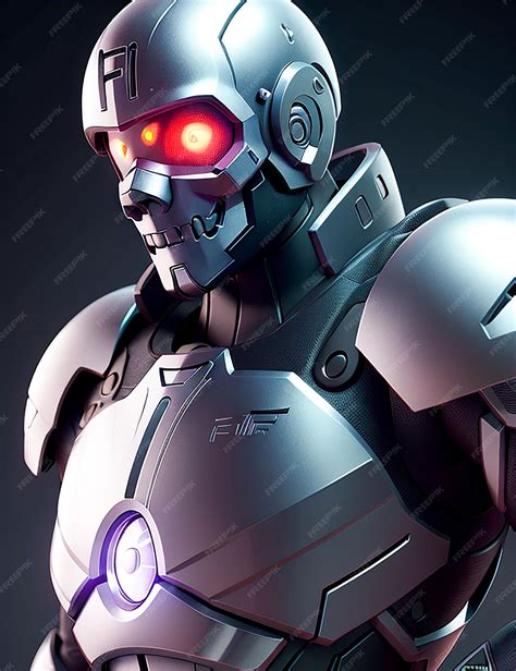Un Cyborg Futuriste Avec Un Bras Robotique Se Tient éclairé Dans Une