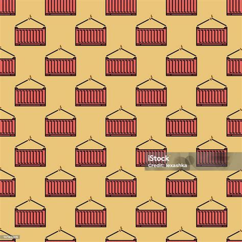 Red Shipping Container Vector Intermodal Cargo Seamless Pattern Stock