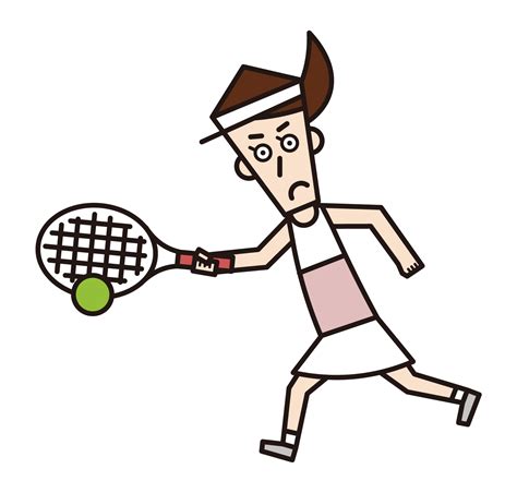 테니스 선수 여성가 공을 뒤로 치는 일러스트 무료 일러스트 소재집 Kukukeke