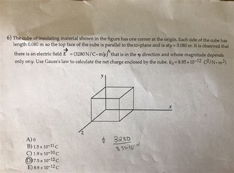 Solved 6 The Cube Of Insulating Material Shown In The