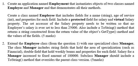 Solved 1 Create An Application Named Employment That