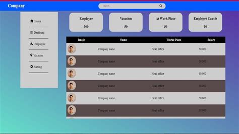 Employee Management System Admin Page Html Css Js Youtube