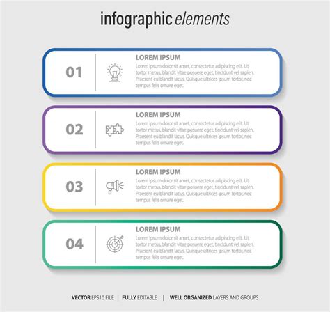 Four Numbered Rectangular Frames Placed In Horizontal Row Concept Of 4 Stages Of Marketing