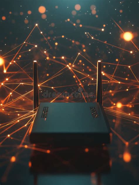 A Network Router Sits At The Center Surrounded By Abstract Glowing