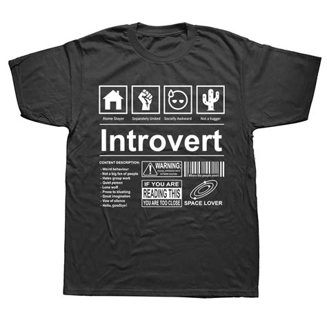 Introvert Logo T Shirt Humor Introverts Joke Introverted T Tops Casual 100 Cotton Unisex Euro
