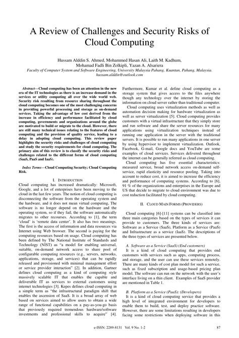 PDF A Review Of Challenges And Security Risks Of Cloud Computing